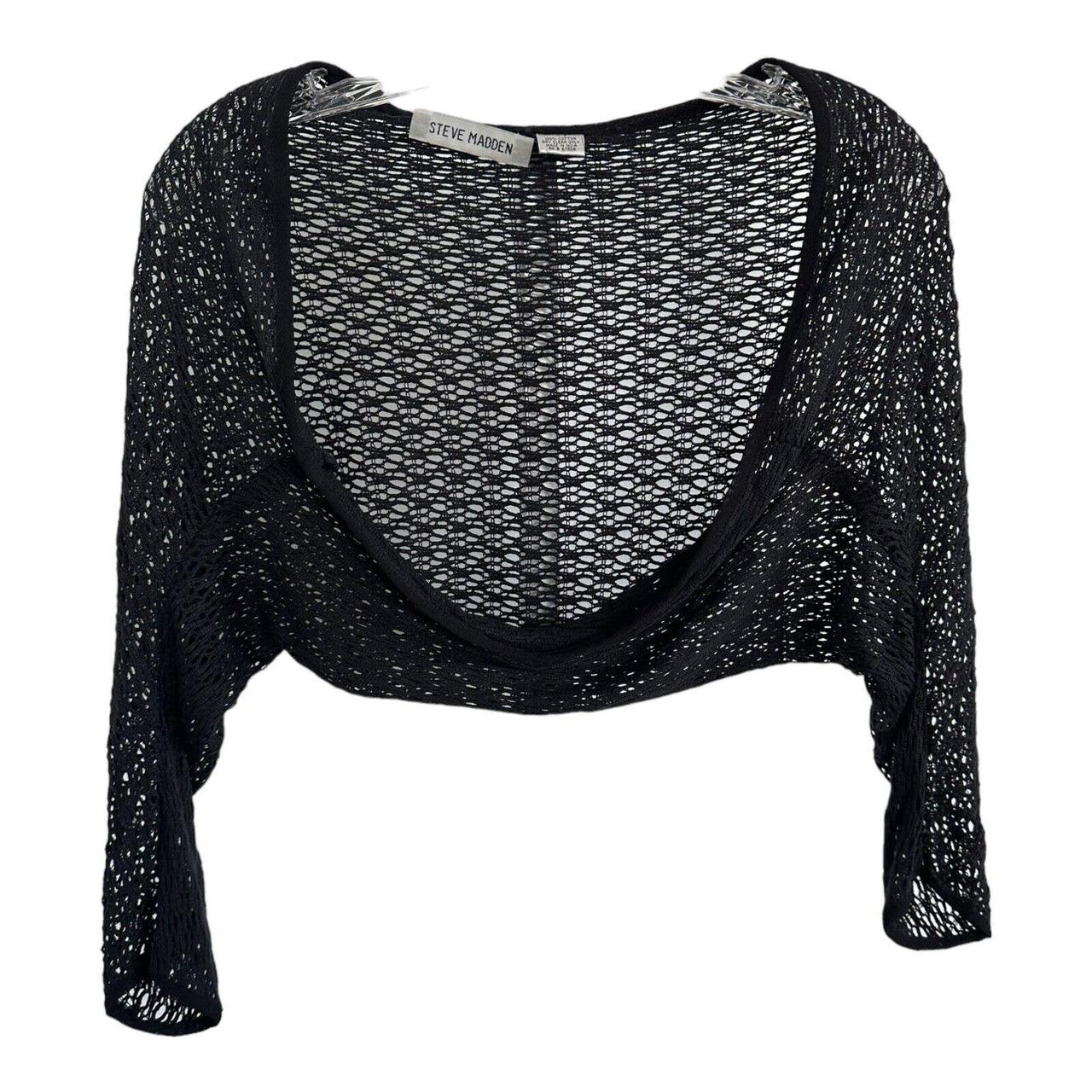 Steve Madden Women's Crop Mesh Cardigan 100% Cotton... - Depop