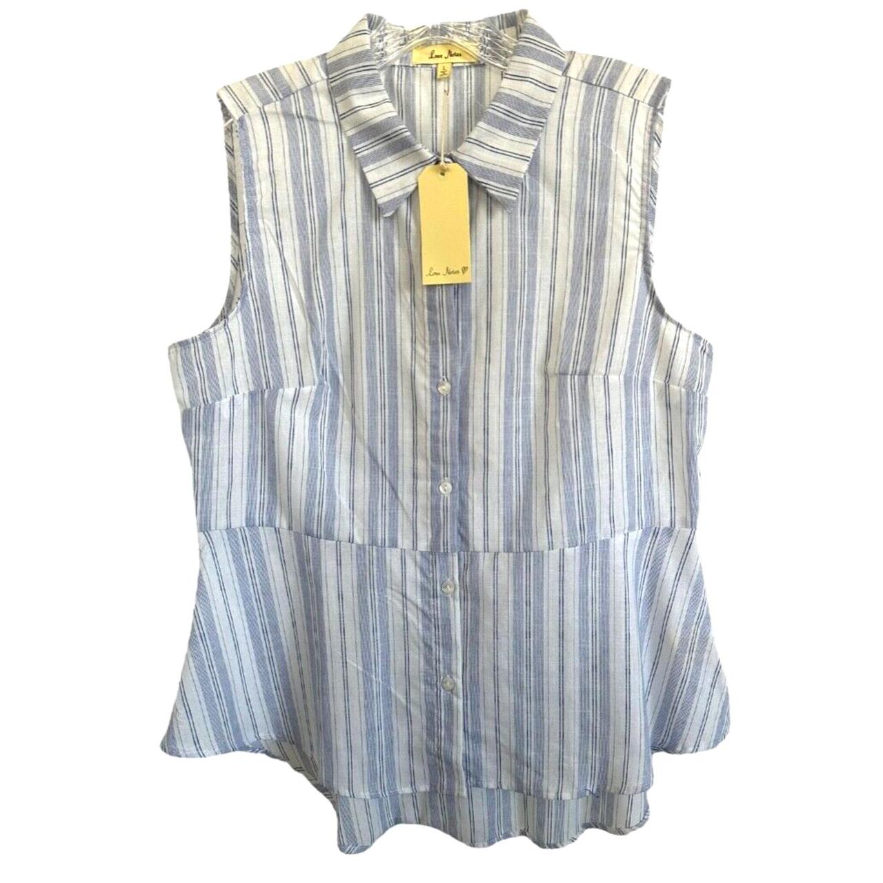 Love Notes Women's Sleeveless Button Down Shirt... - Depop