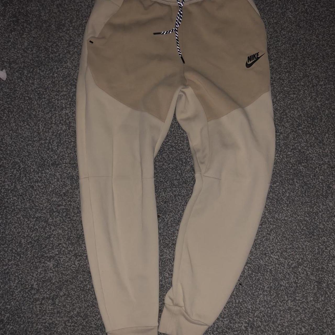 Nike cream tech fleece bottoms Hardly worn Size xs... - Depop