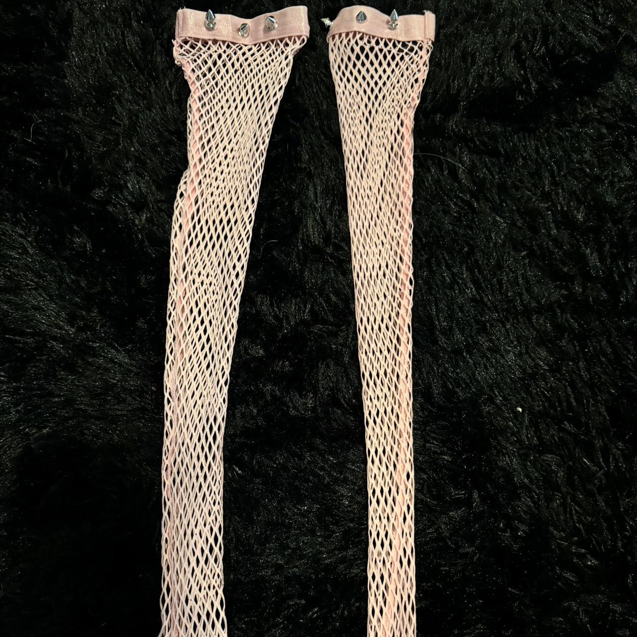 Pink fishnet arm length gloves with... - Depop