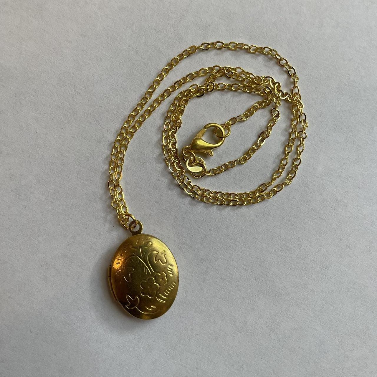 Antique deadstock golden brass locket with engraved... - Depop