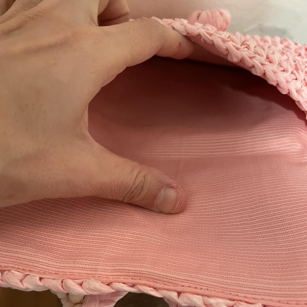 Unused cotton candy pink woven purse with stiff... - Depop