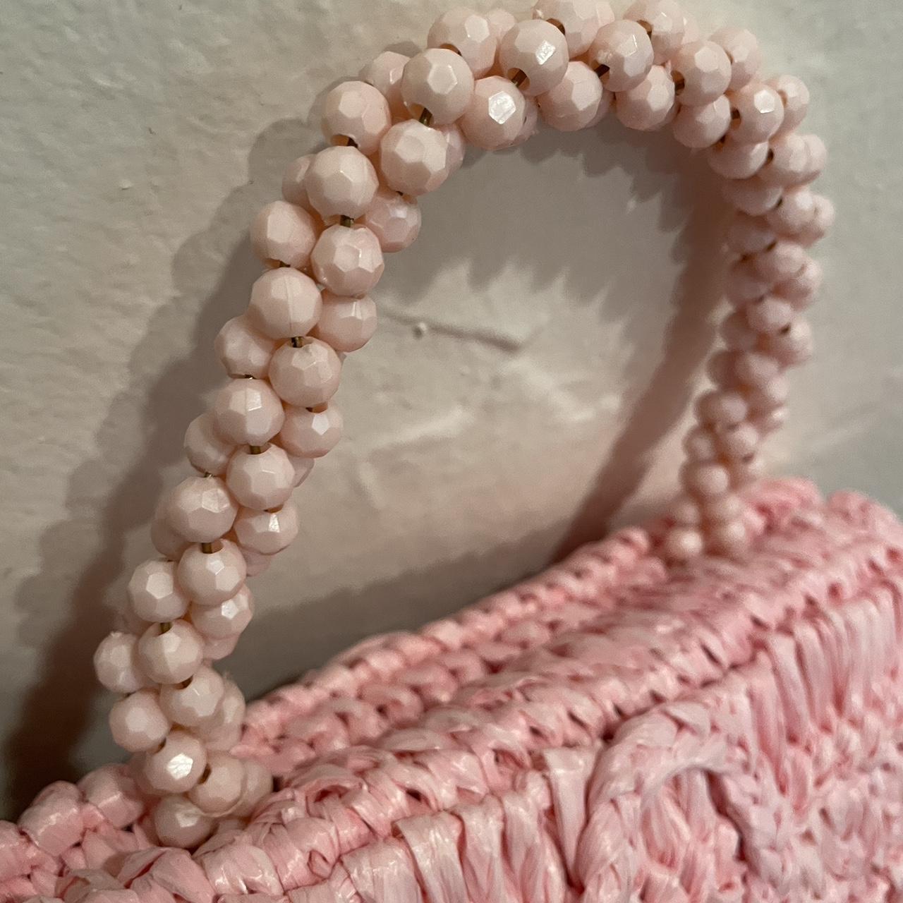 Unused cotton candy pink woven purse with stiff... - Depop