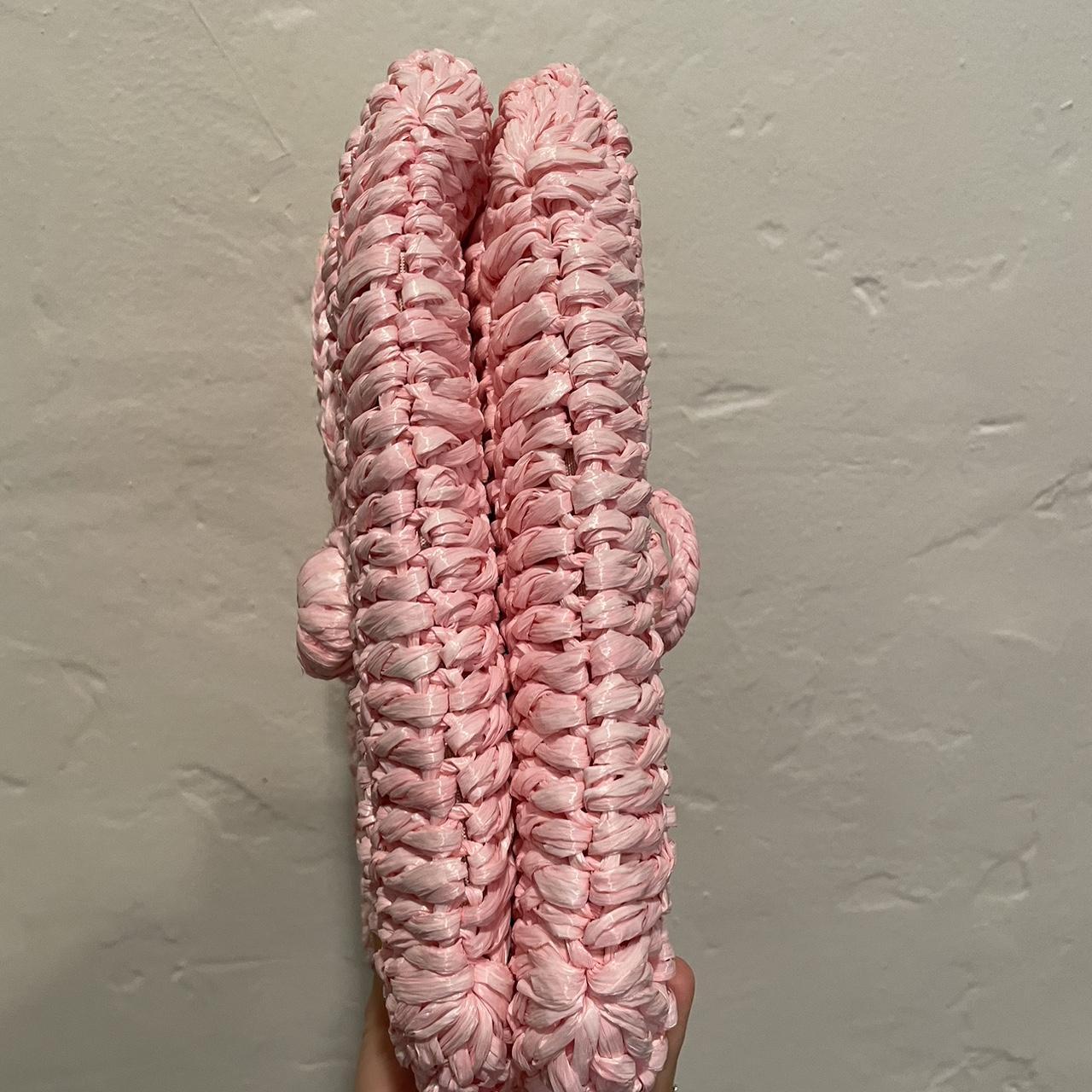 Unused cotton candy pink woven purse with stiff... - Depop
