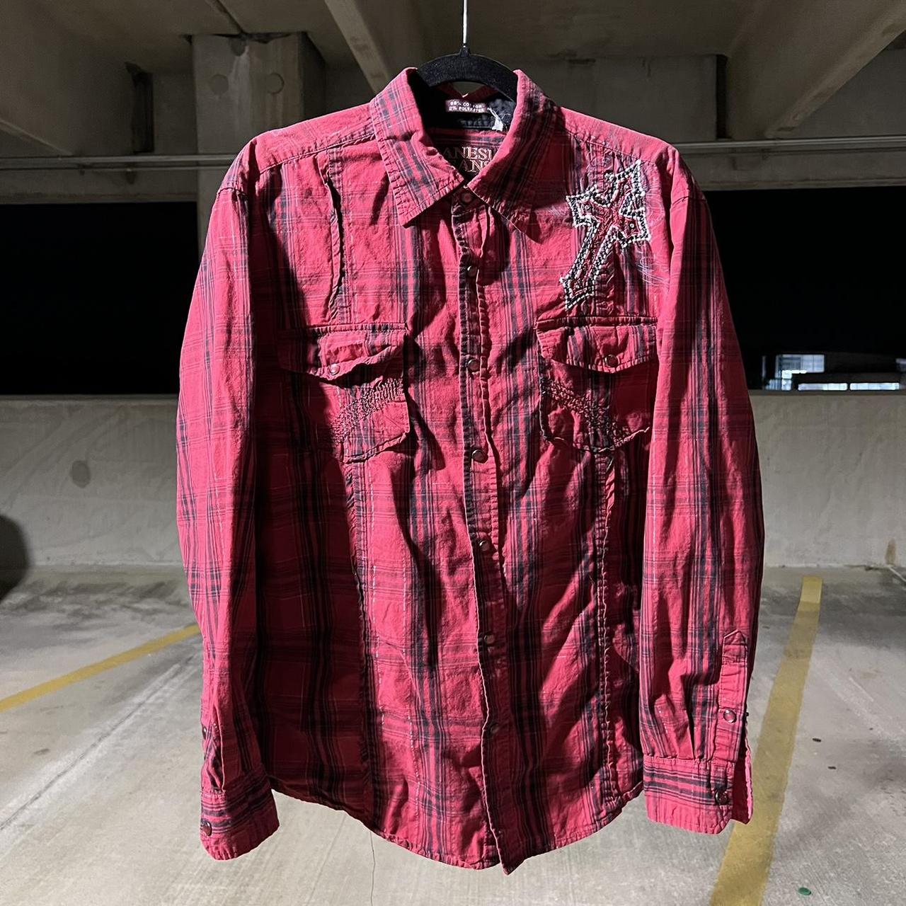 Affliction style button up. perfect for a grunge,... - Depop