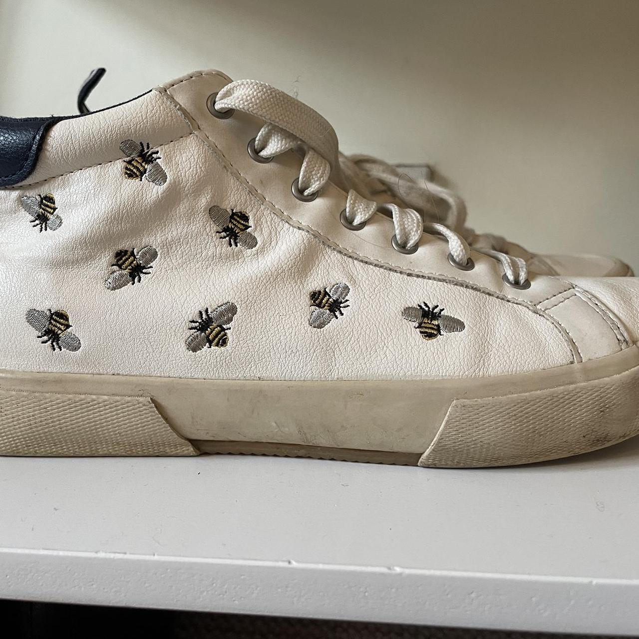 Joules mid rise white leather trainers some slight... - Depop