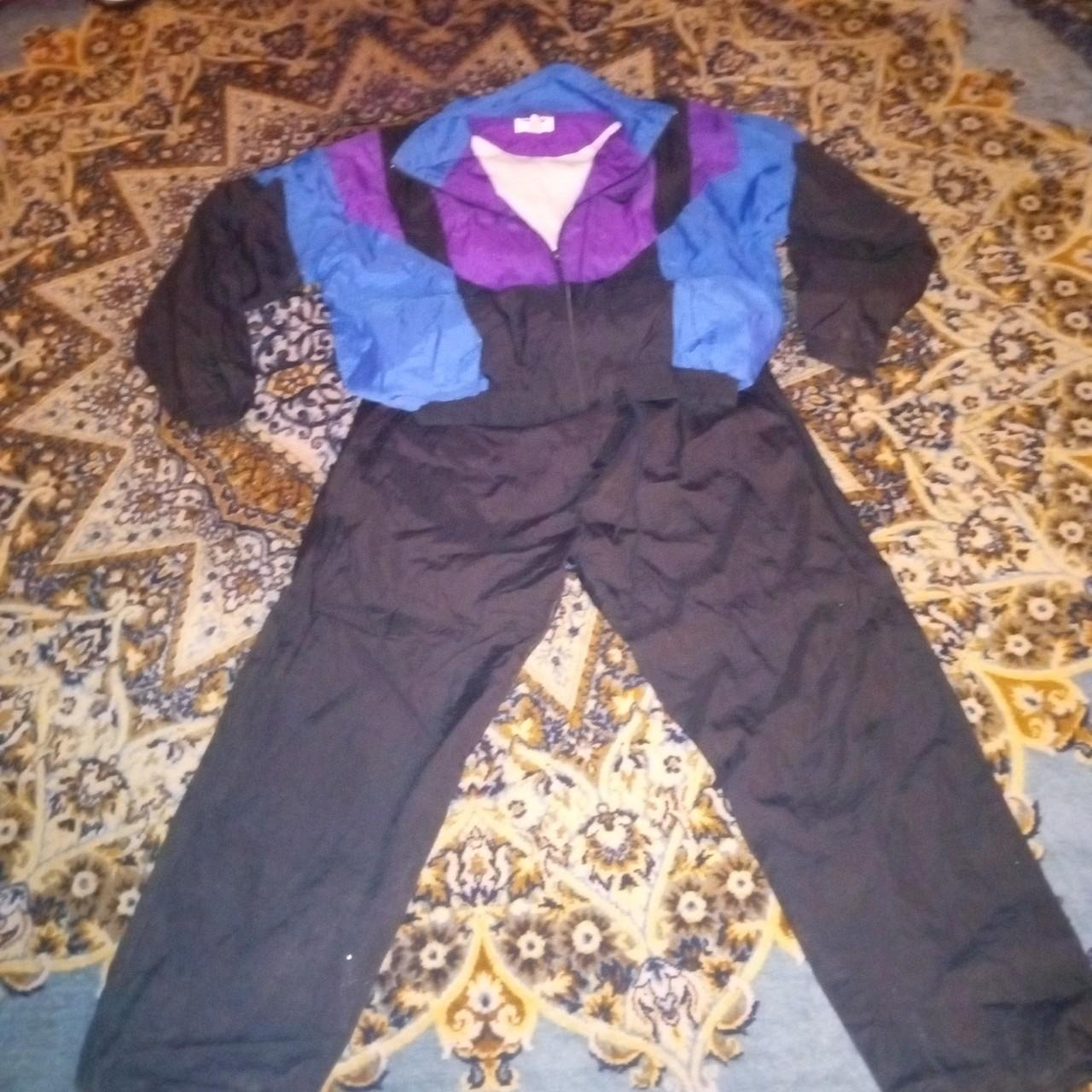 Vintage pony track suit xl Navy black and purple - Depop