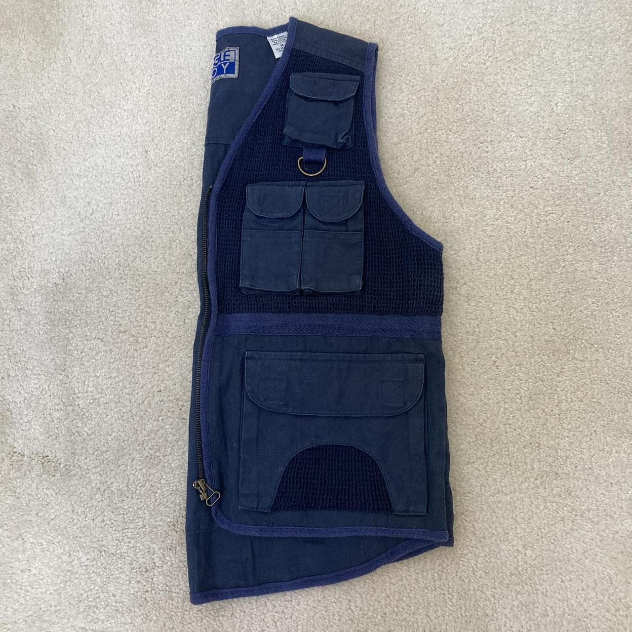 Bugle Boy Men's Blue and Navy Gilet | Depop