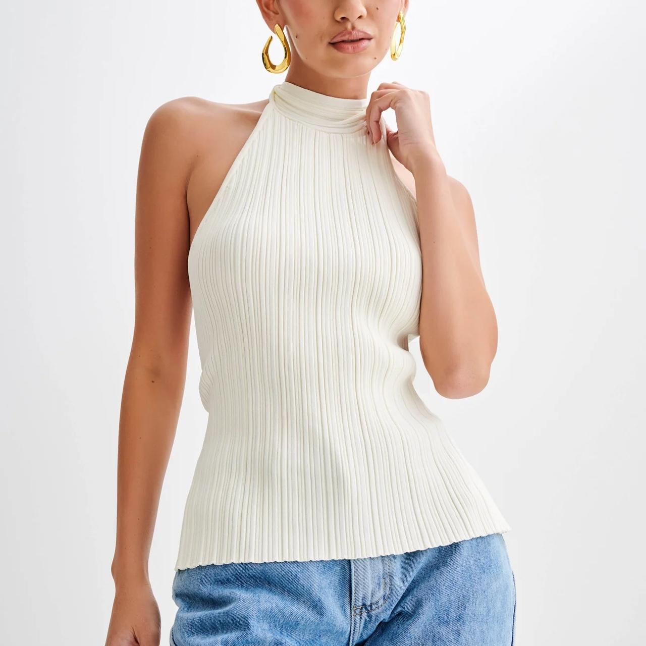Meshki Laila longline halter rib top - size m - worn... - Depop