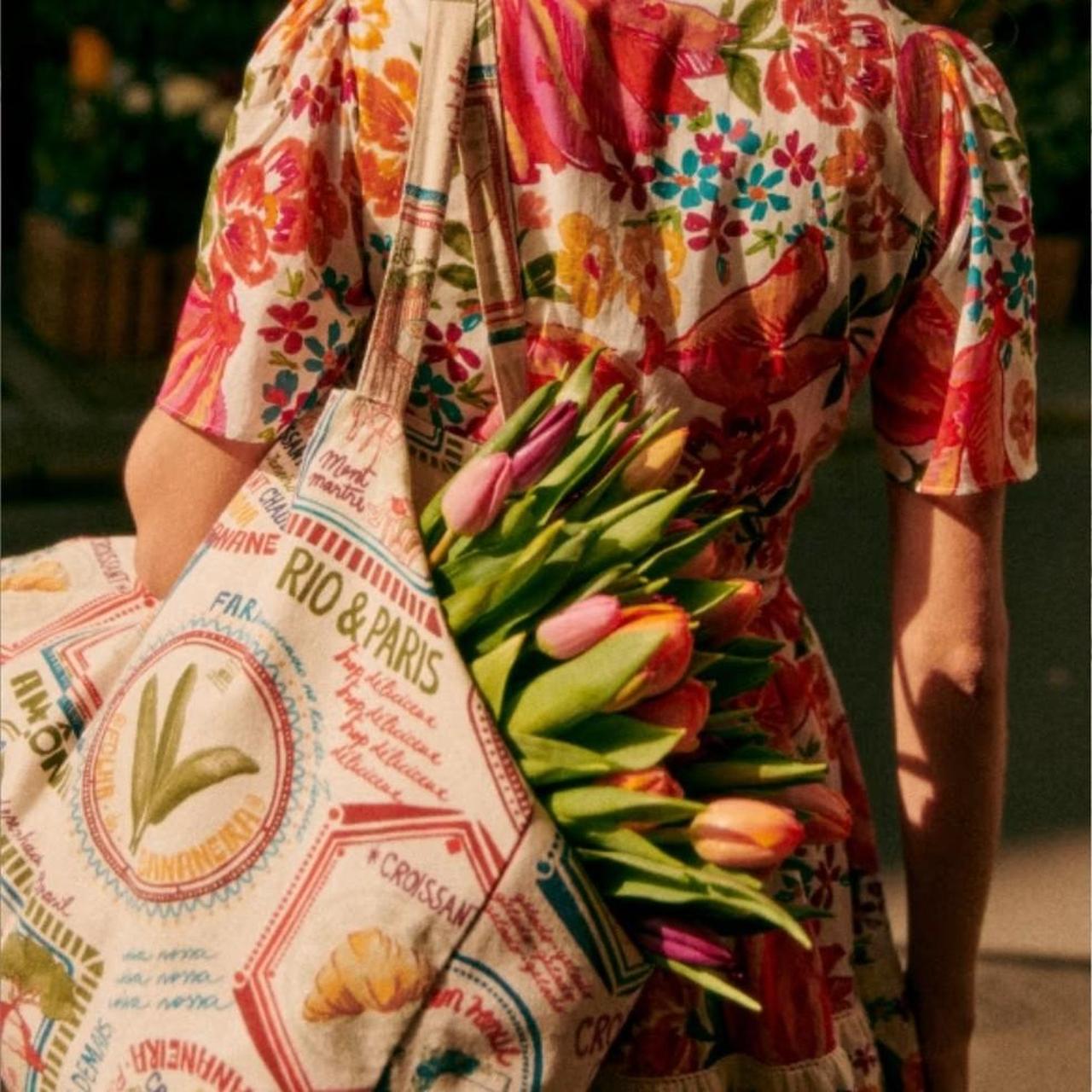 Sezane x Farm Rio limited edition cotton canvas... - Depop