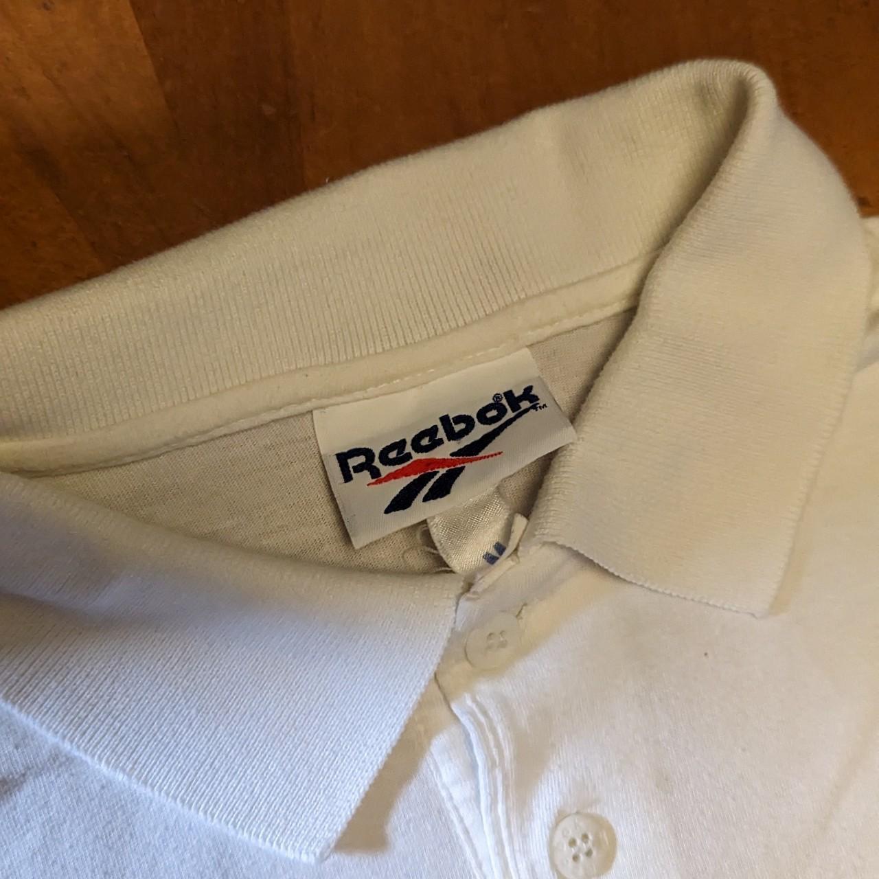 Vintage 90s Reebok polo shirt size M White colour... - Depop