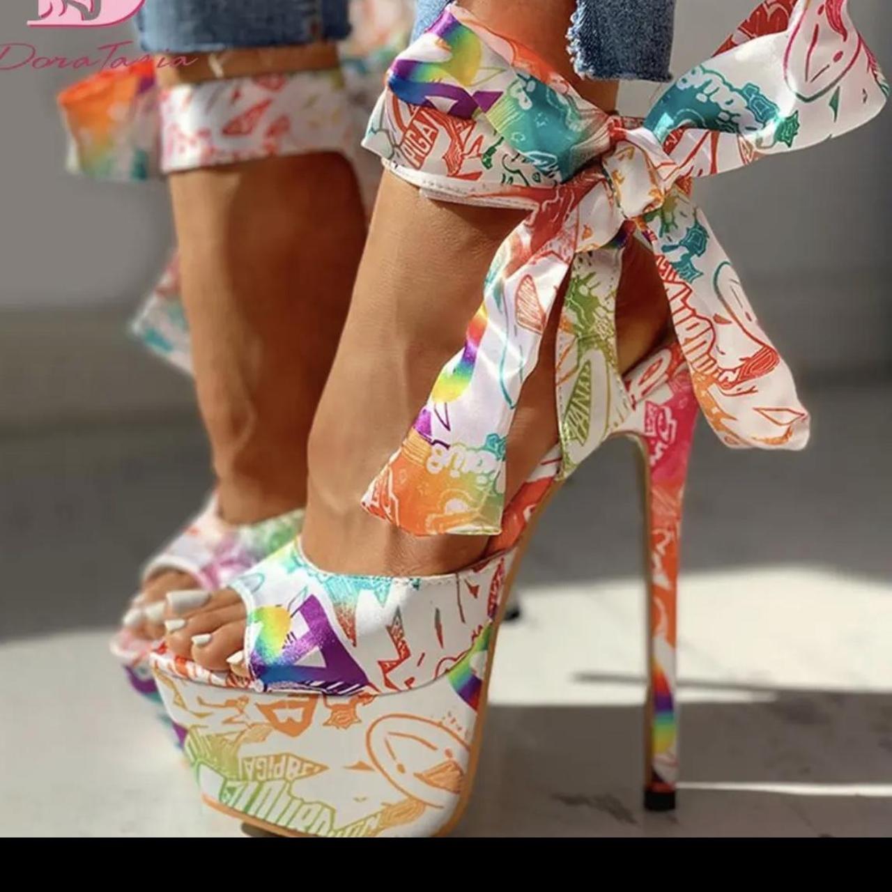 Orange animated heels, only wore in photoshoot. Like... - Depop