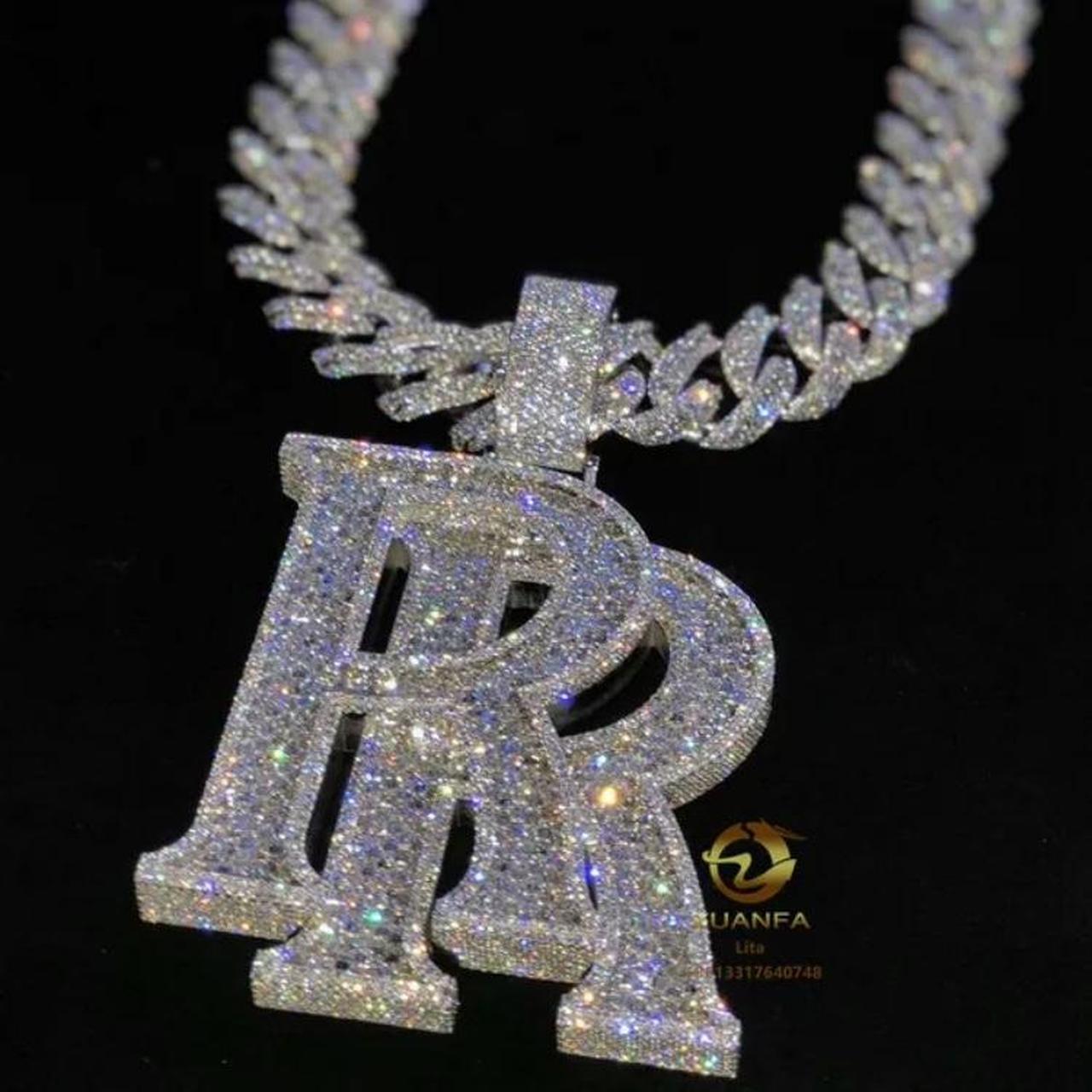 Just got the iced out double R CHAIN WITH VVS’s | Depop