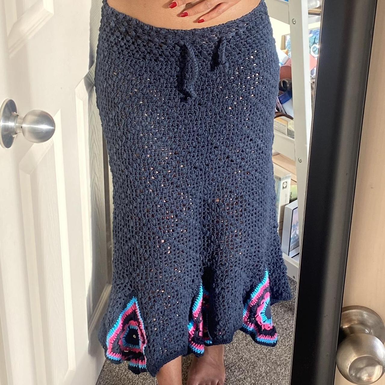 the most GORG crochet midi skirt 💙💗 no tag but fits... - Depop