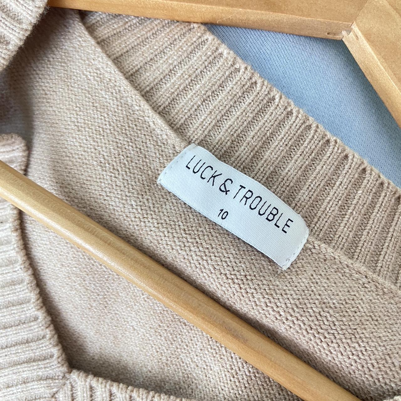 Luck and trouble beige knit sweater vest, hardly... - Depop