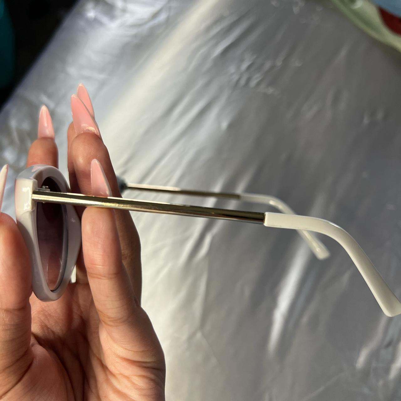 Cute retro White/Gold Sunglasses worn once, no... - Depop