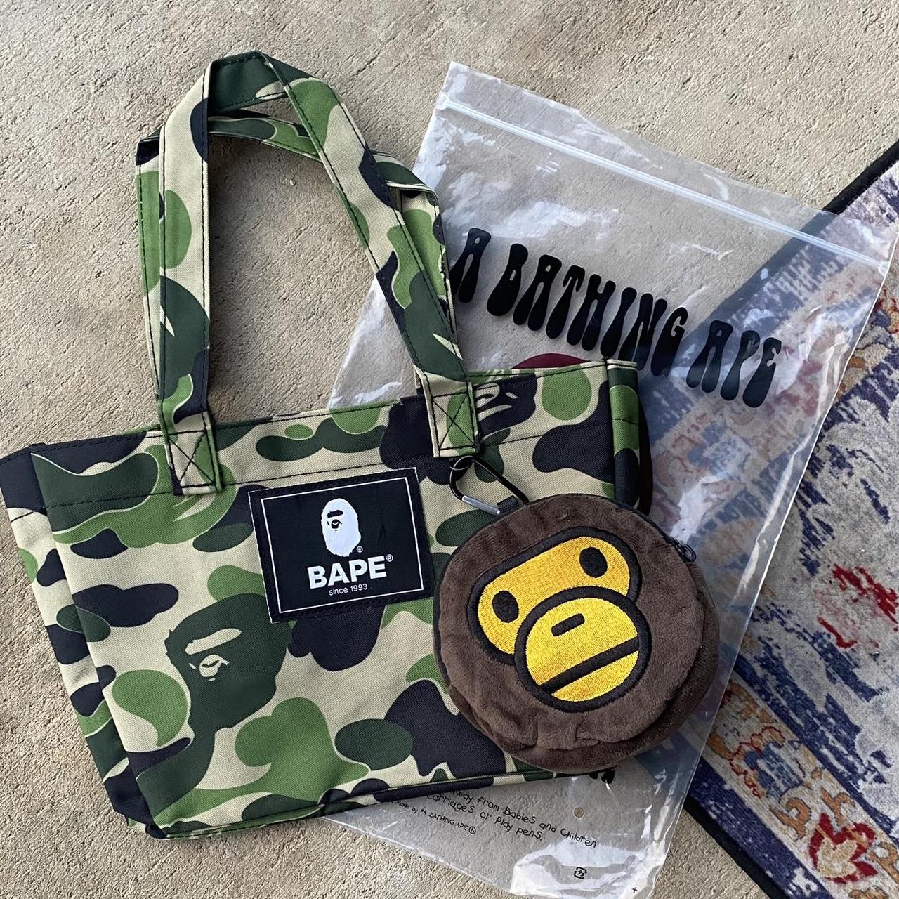 Bape Camo Tote Bag with Baby Milo Pouch Bape x... | Depop