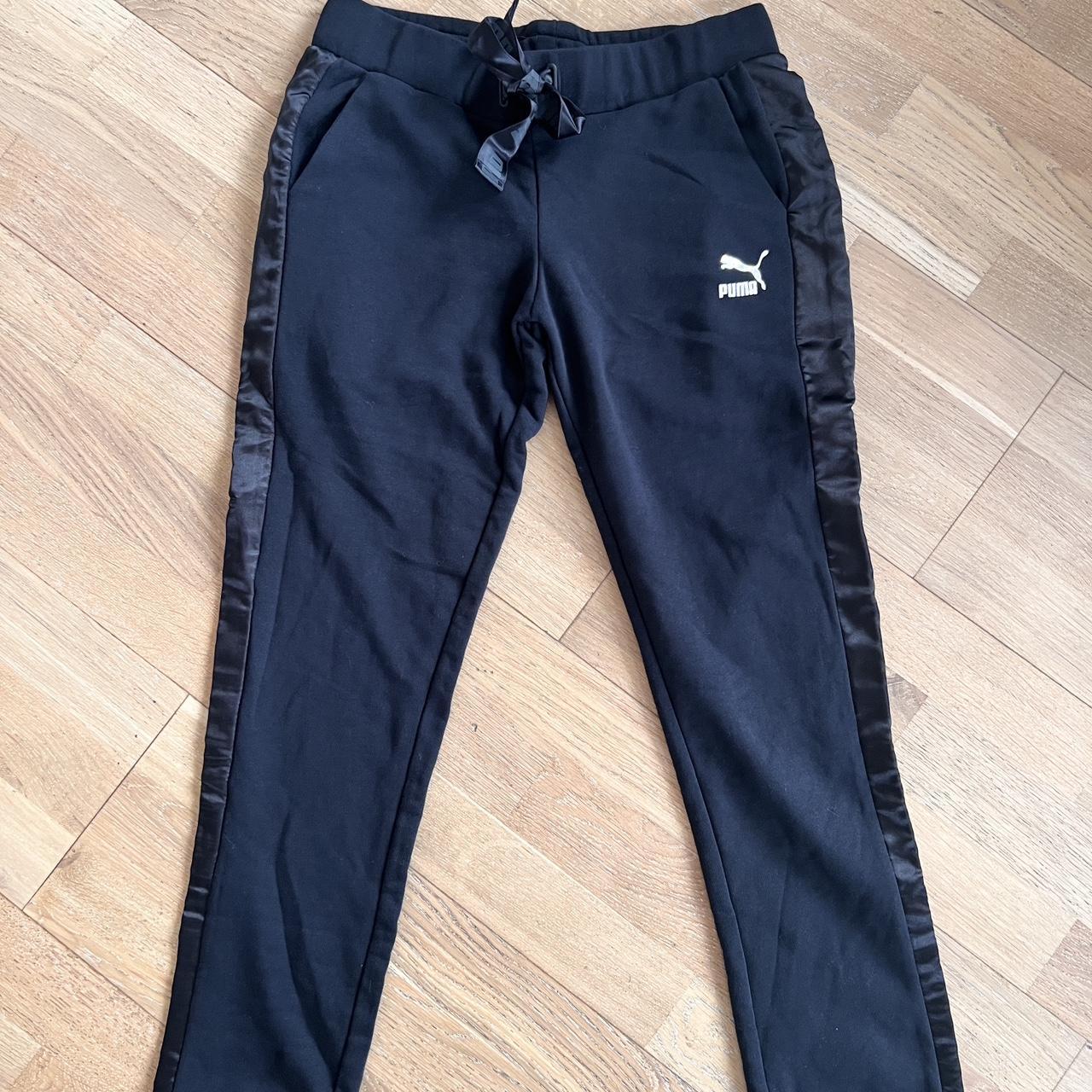 Brand new black puma joggers with black silk going... - Depop