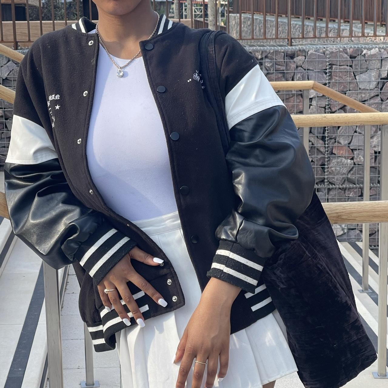 Selling this chrome hearts inspired varsity jacket.... - Depop