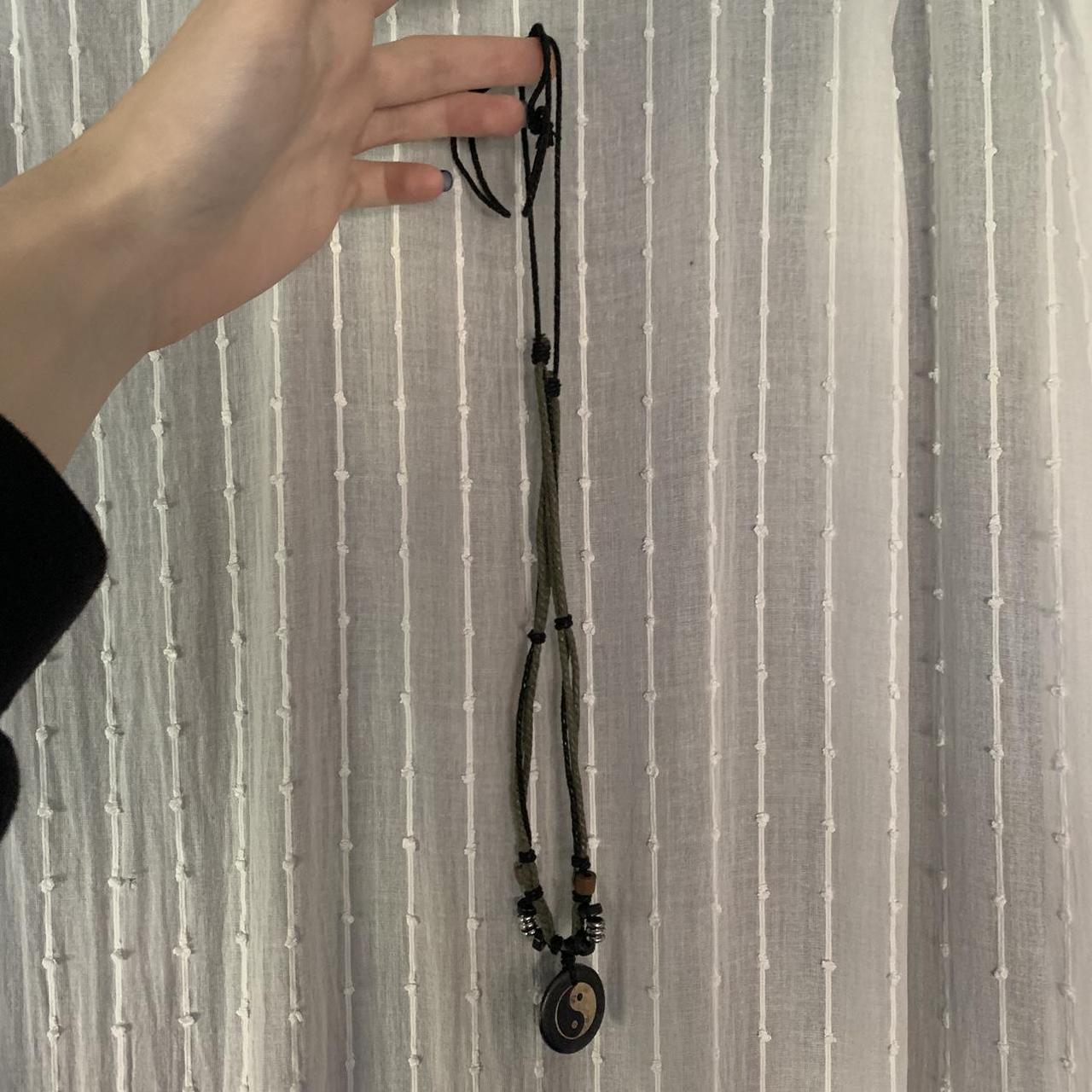 adjustable yin yang beaded pendant necklace,... - Depop