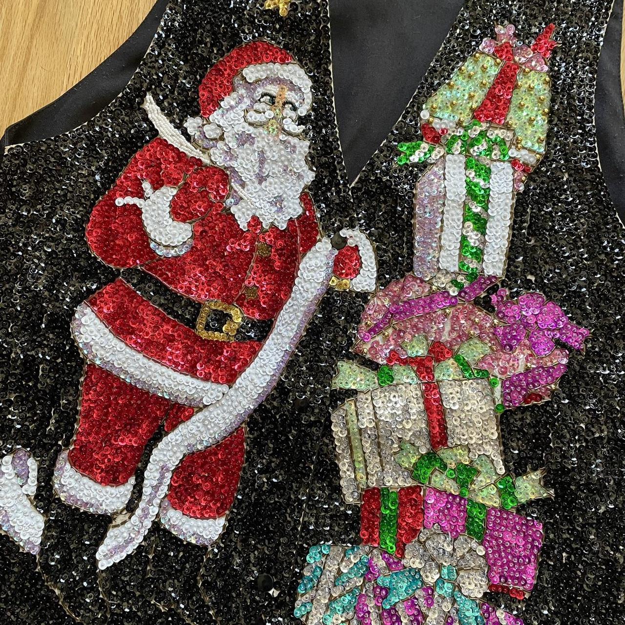 Super cute vintage 90s sequin Santa vest. Sparkly,... - Depop