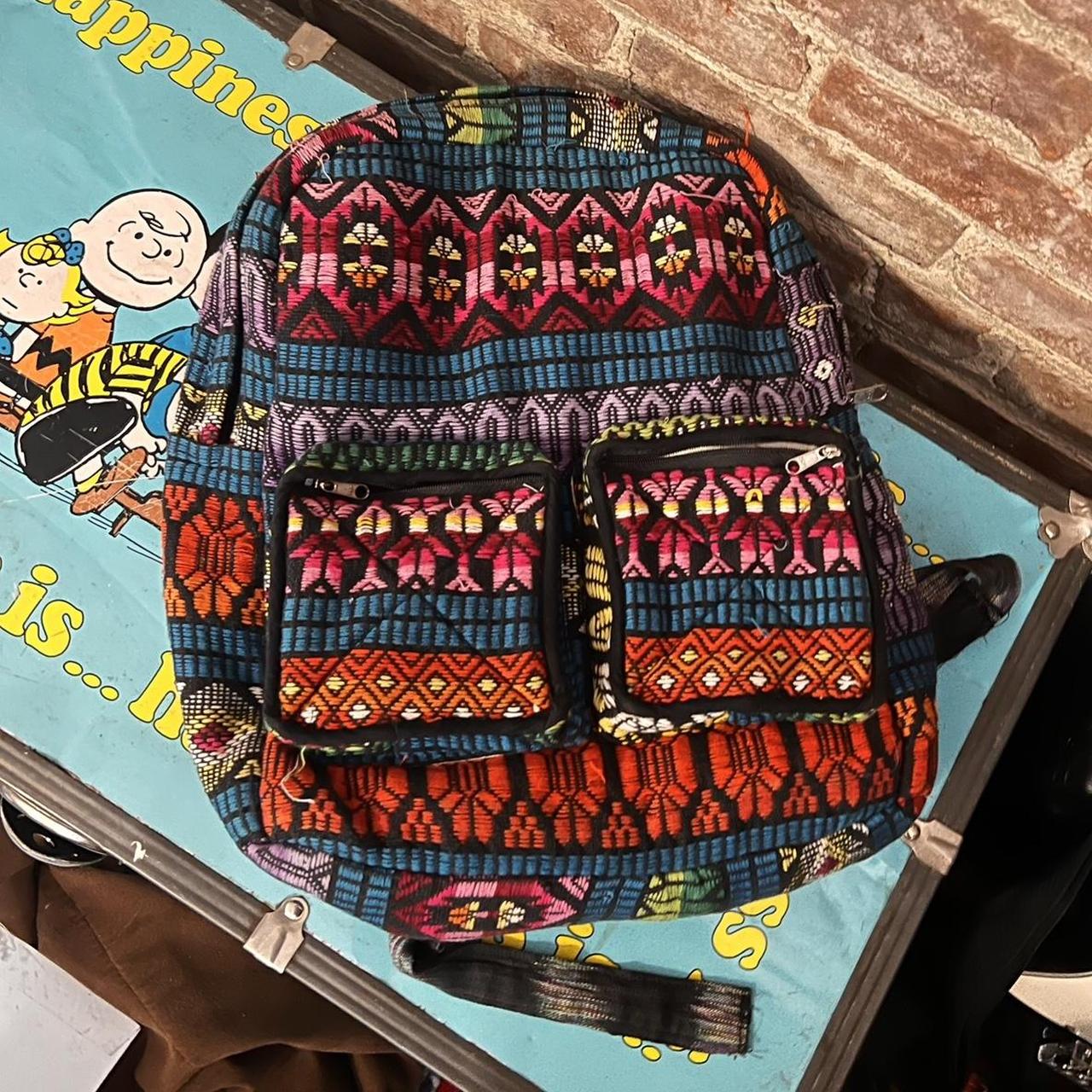 vintage 100% hand woven backpack #vintage #woven... - Depop