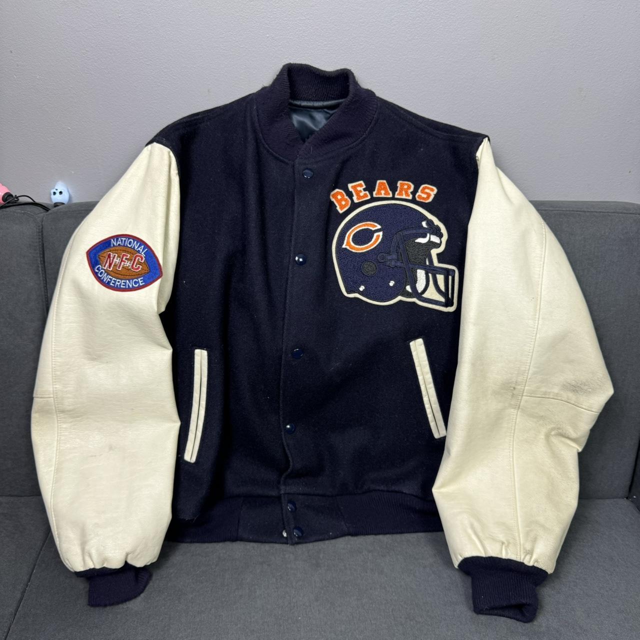 Vintage 80s Chicago Bears chalk line Varsity... - Depop