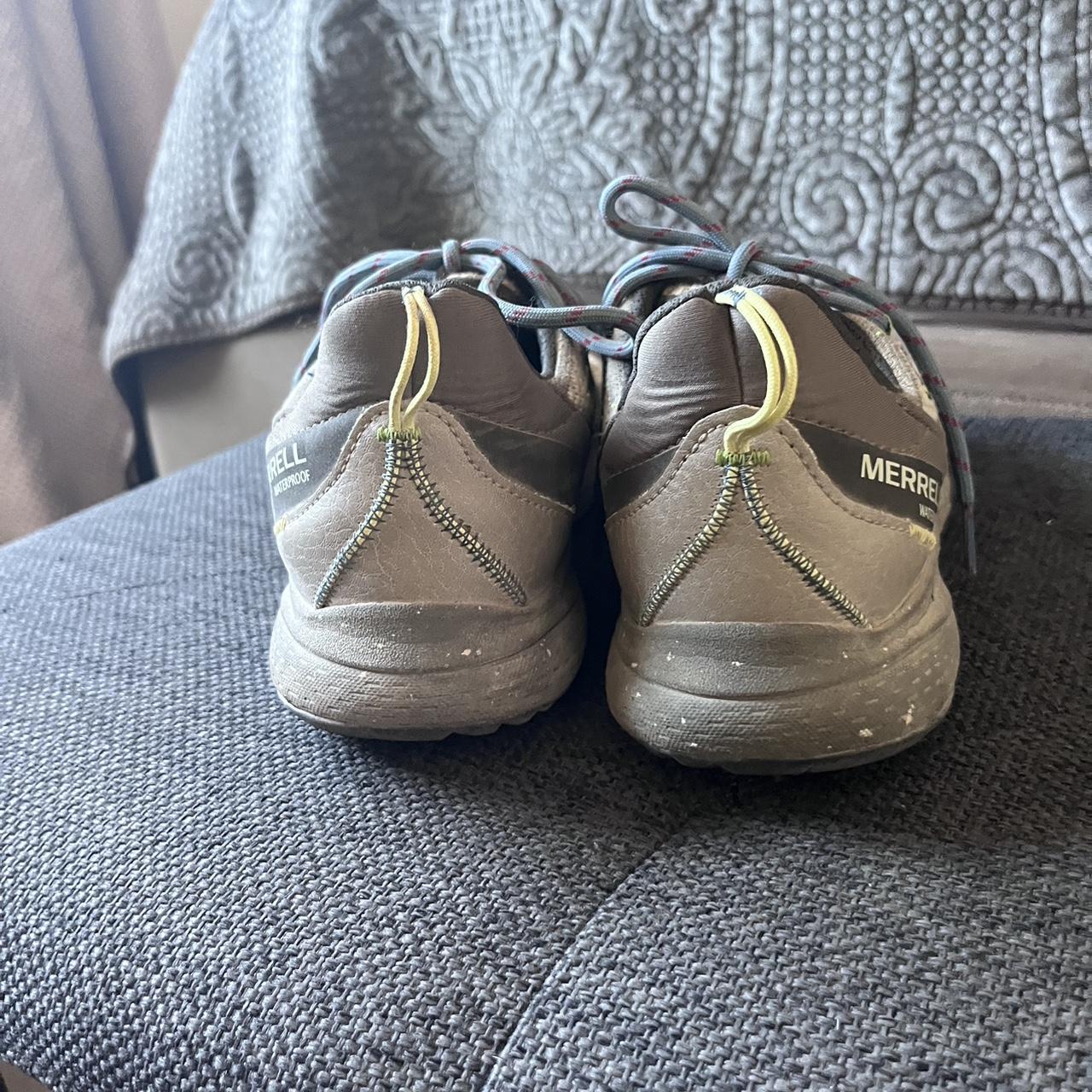 Merrell grey and white trail running shoes. Only... - Depop