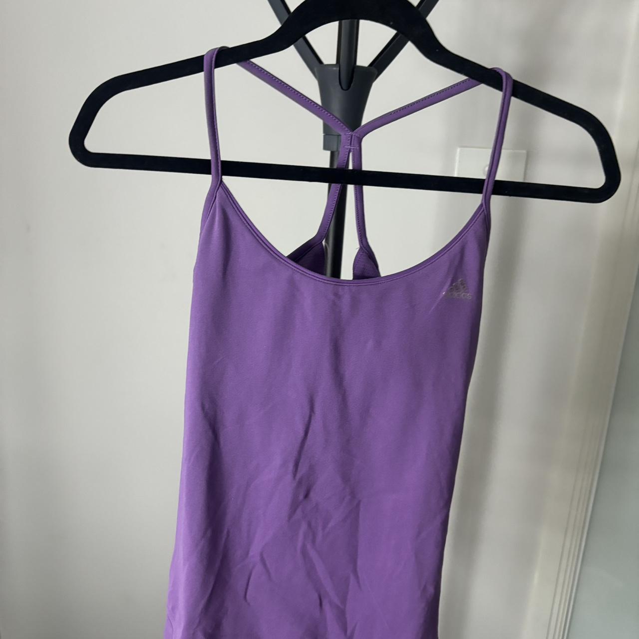 Purple vintage adidas sports top with inbuilt bra... | Depop