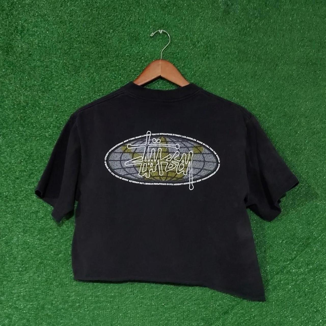 Vintage cropped Stüssy (stussy) globe made in usa... - Depop