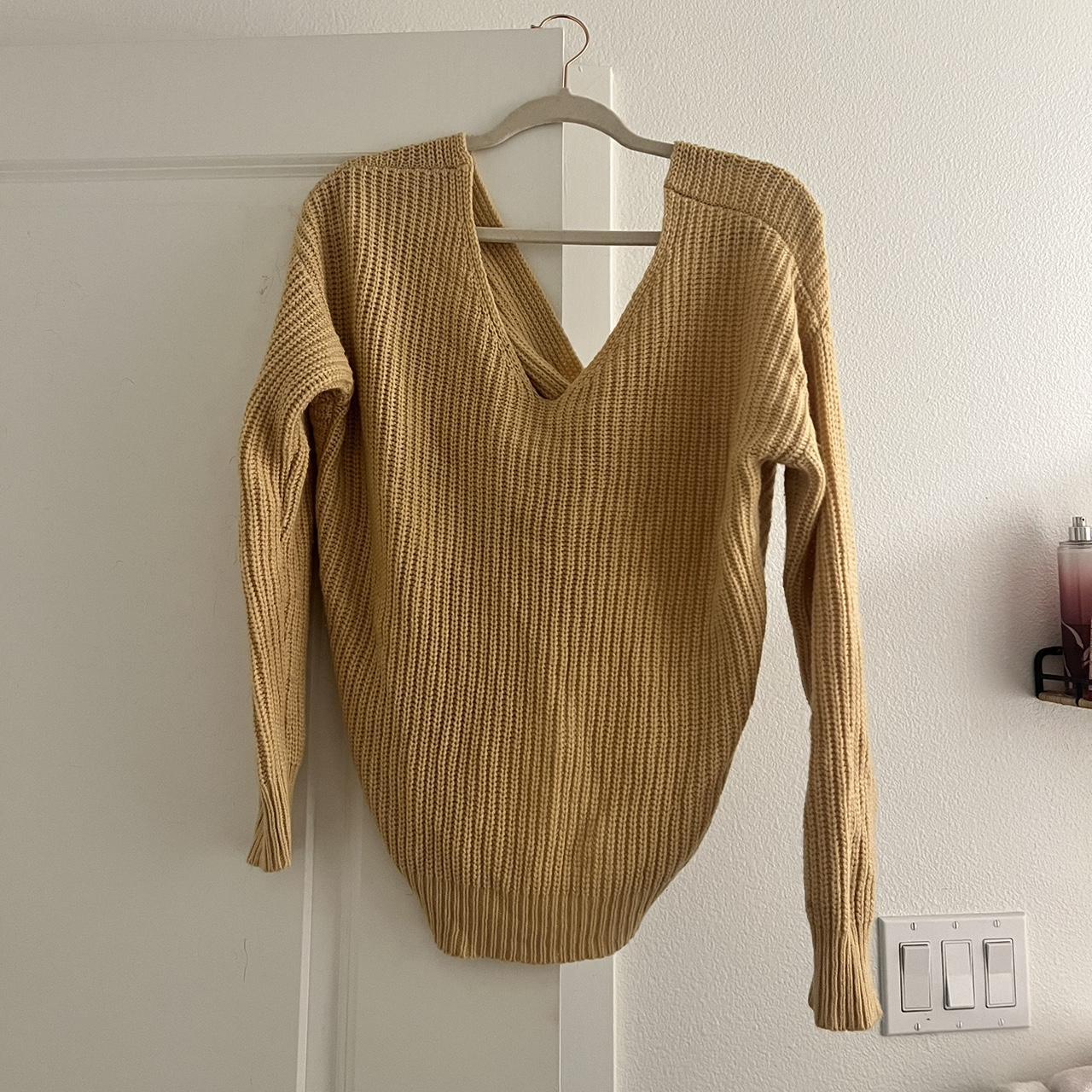 such a cute, pale yellow sweater for fall. Knot-tie... - Depop