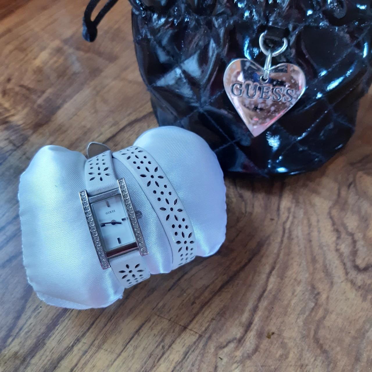 Guess Women's White and Silver Watch | Depop