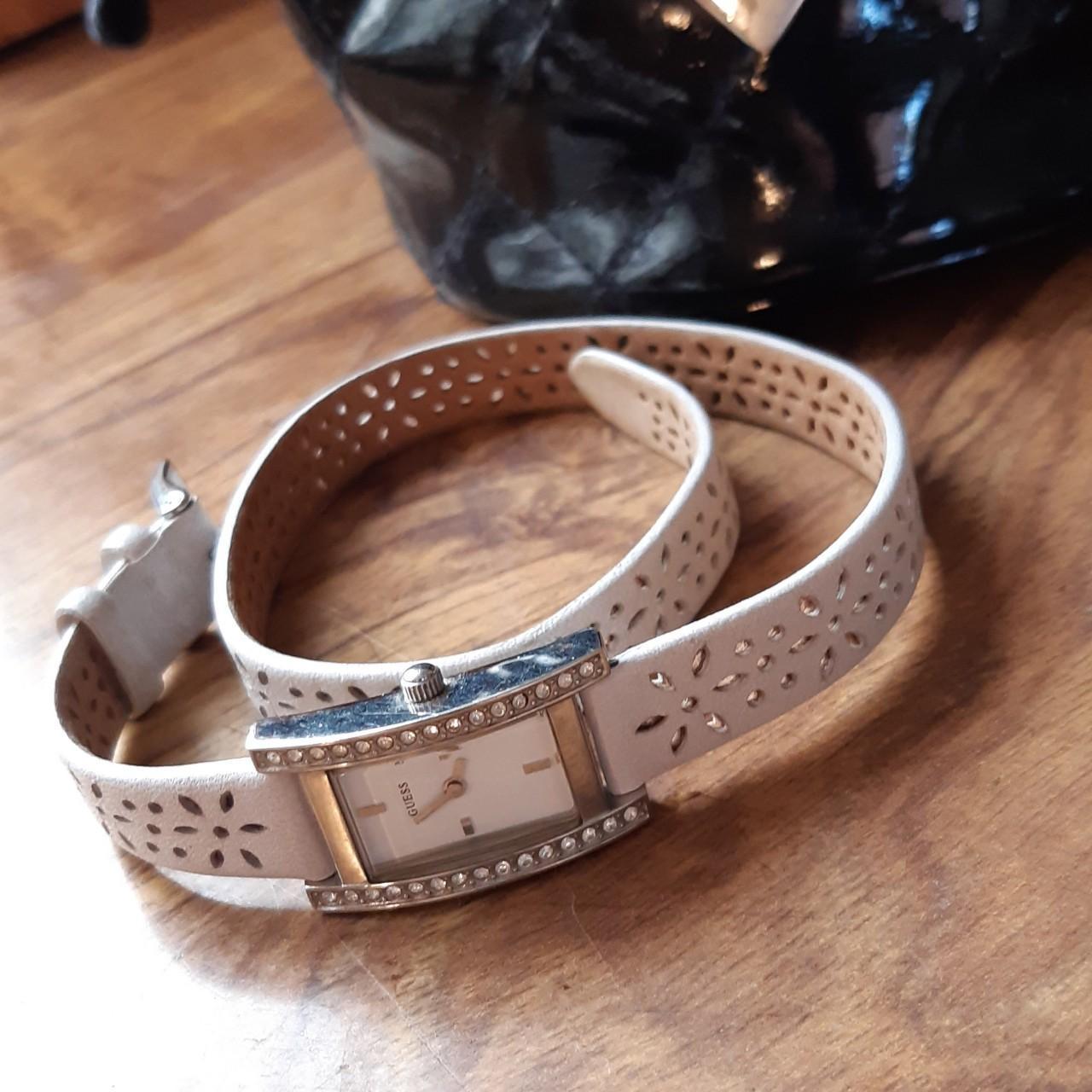 Guess Women's White and Silver Watch | Depop
