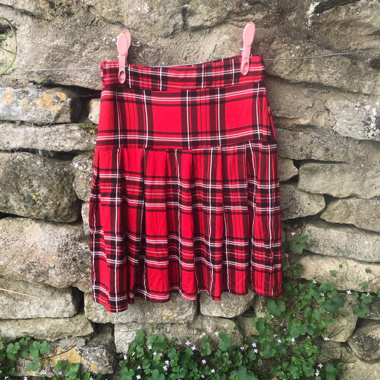 New with tags Red Tartan Check Mini Skirt/ Skater... - Depop