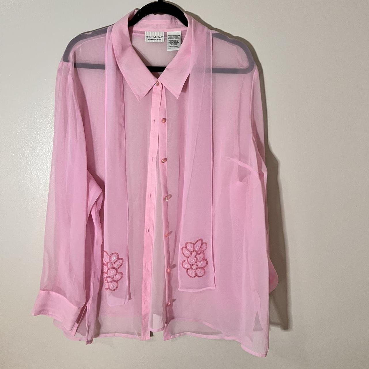 VINTAGE WHITE STAG SHEER PINK PLUS SIZE BLOUSE this... - Depop