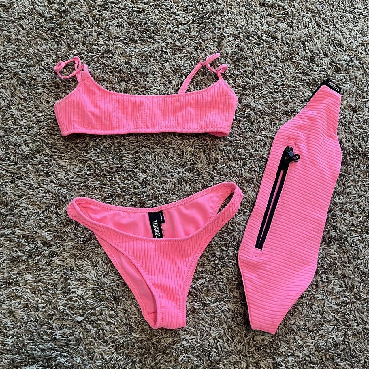 hot pink triangl bikini size: xxs (both top and... - Depop