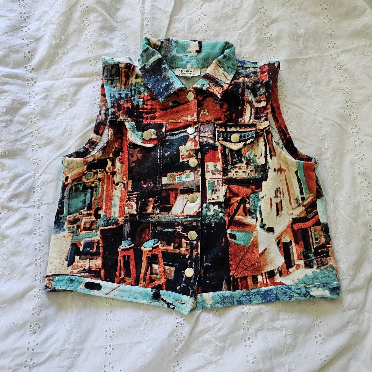 Super cool, rusty, colourful cotton vest! - Depop