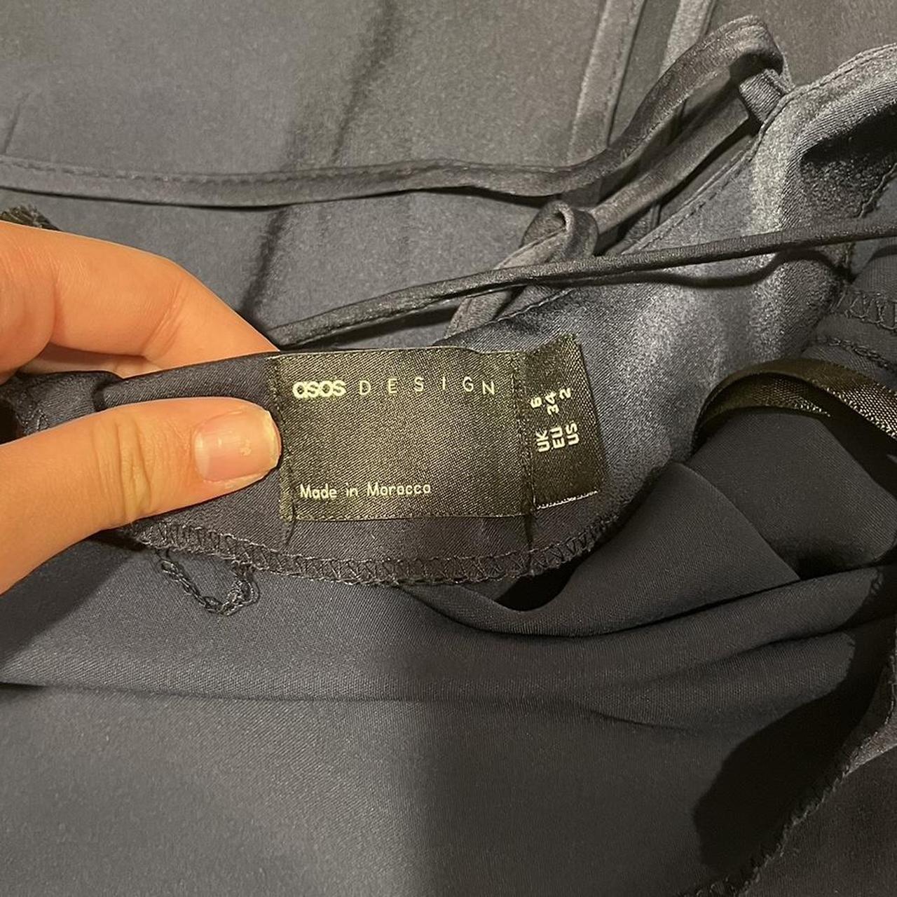 asos navy silky dress - super flattering w/ the... - Depop