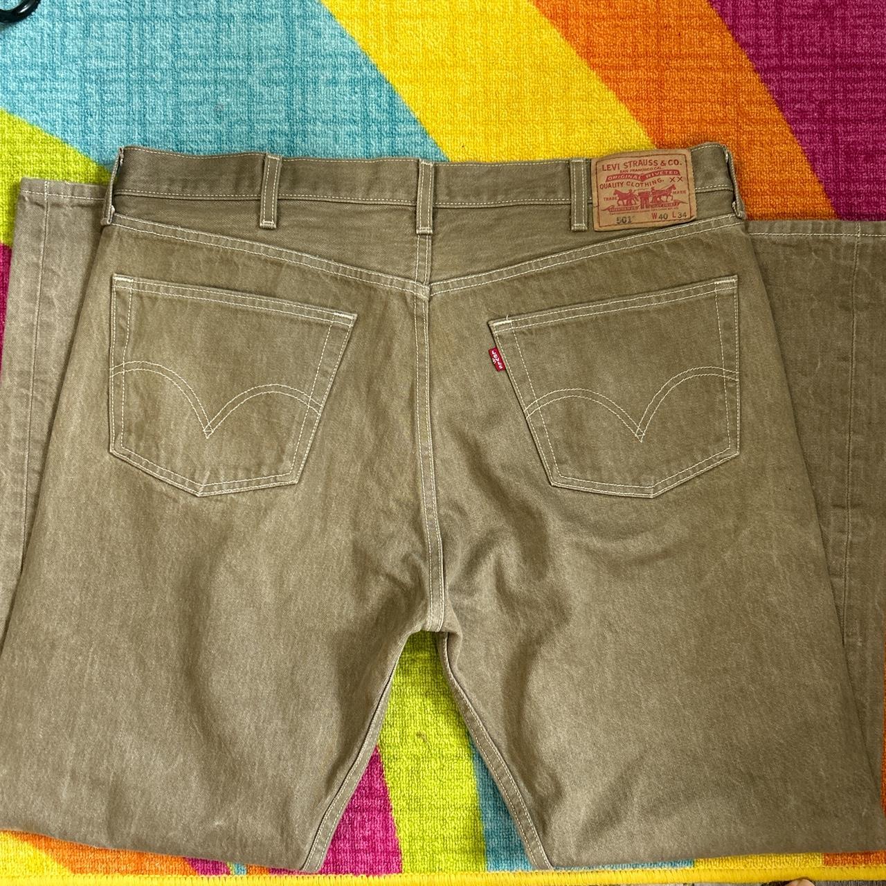 levi’s 501 jeans in a cool khaki color great... - Depop