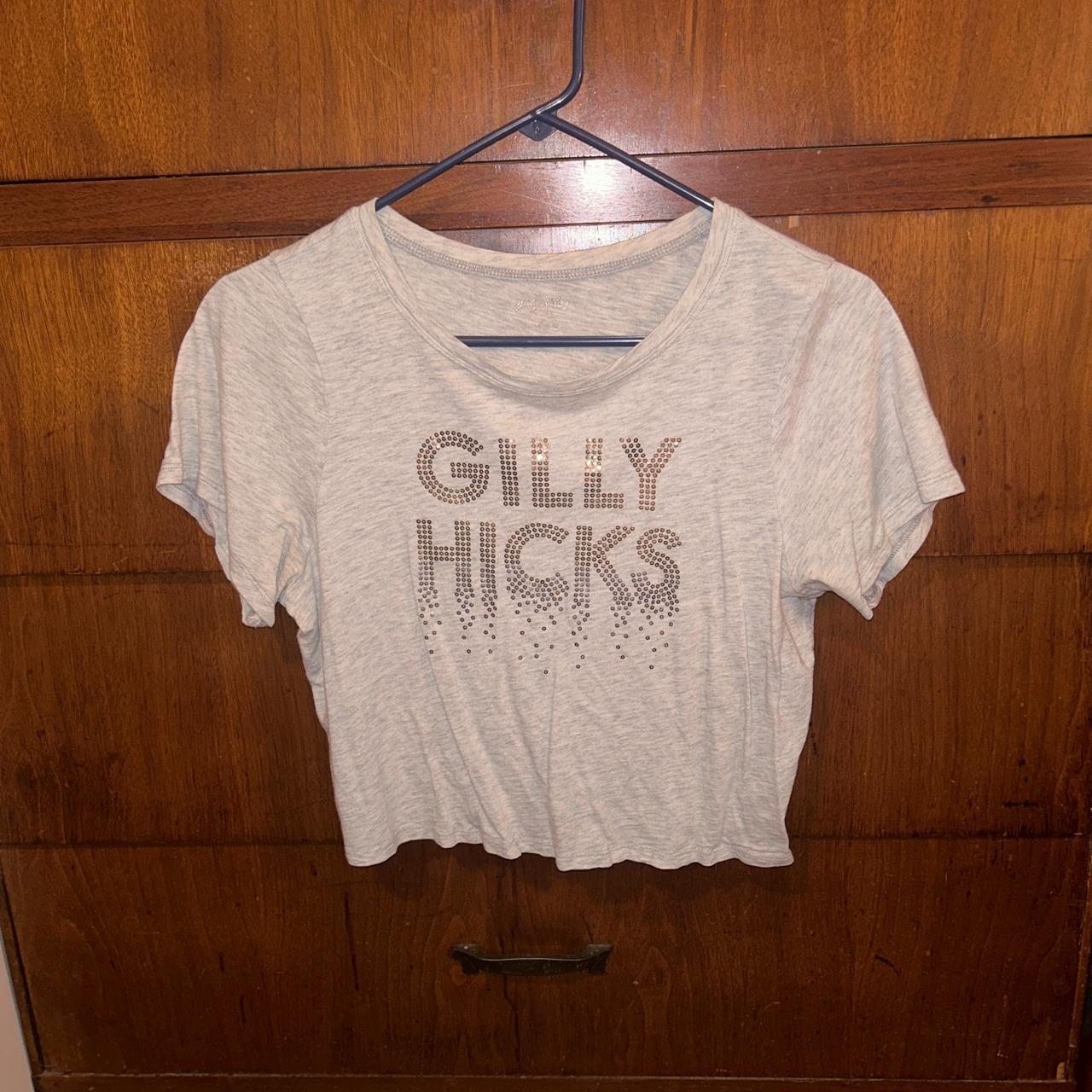 Gilly Hicks Women's Grey and Silver Crop-top | Depop
