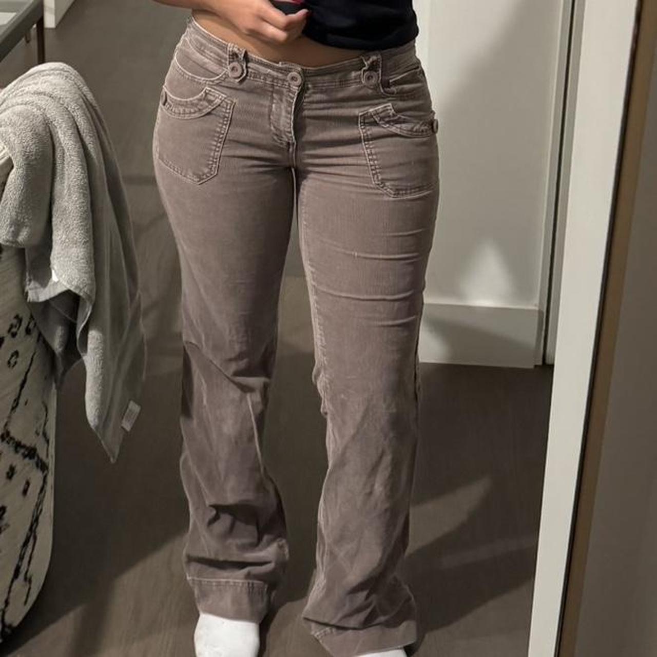 Low rise brown corduroy pants #pants #corduroy... - Depop