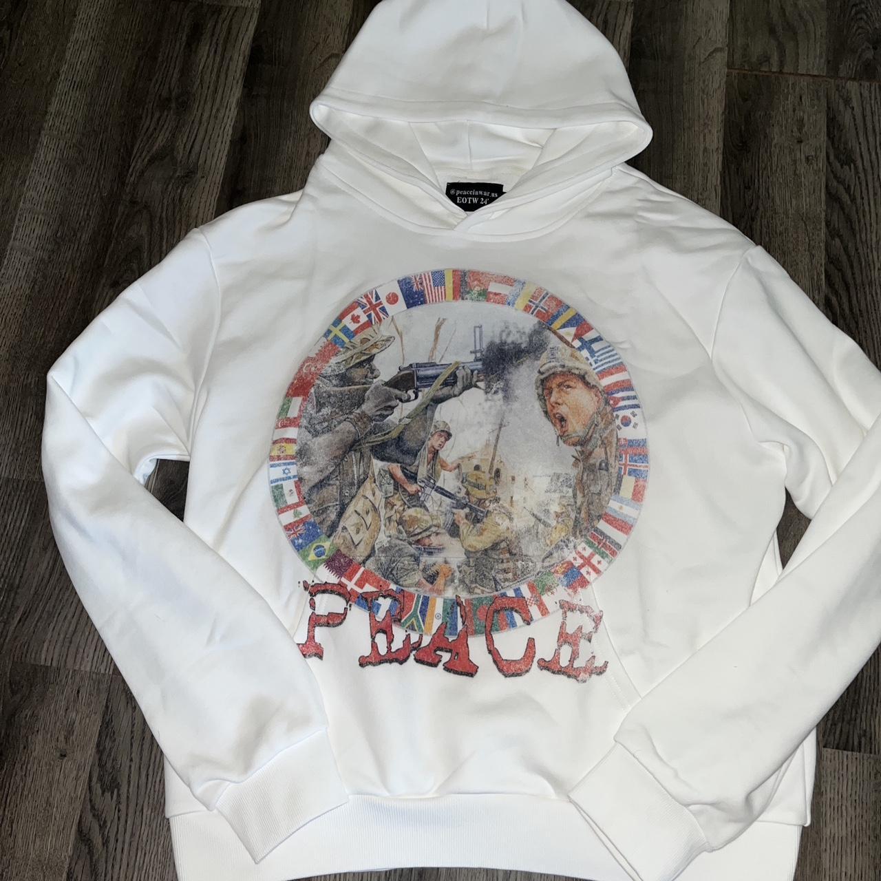peaceinwar “War” hoodie size large Brand new never... | Depop