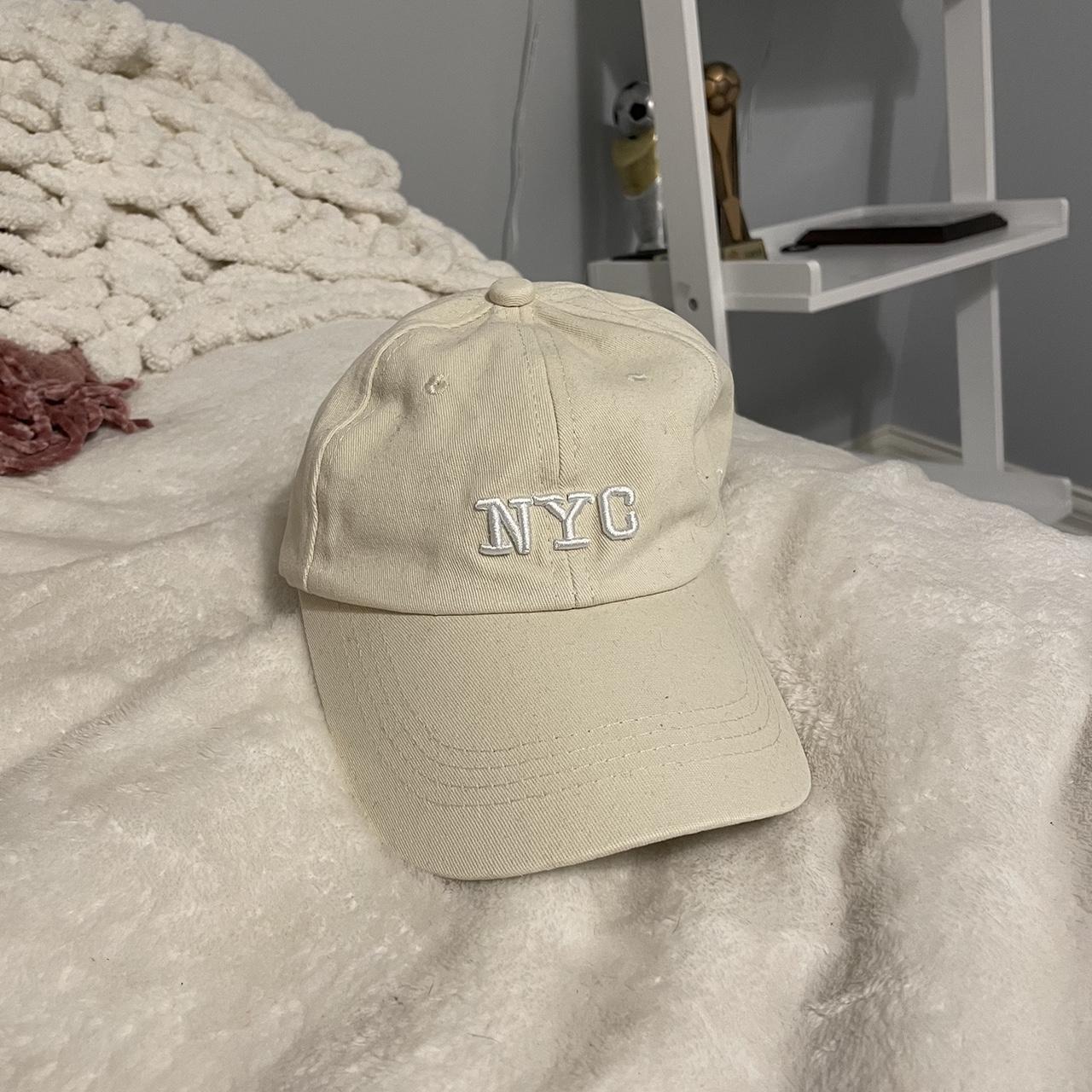 NYC Cream Baseball Hat Cap - embroidered -... - Depop