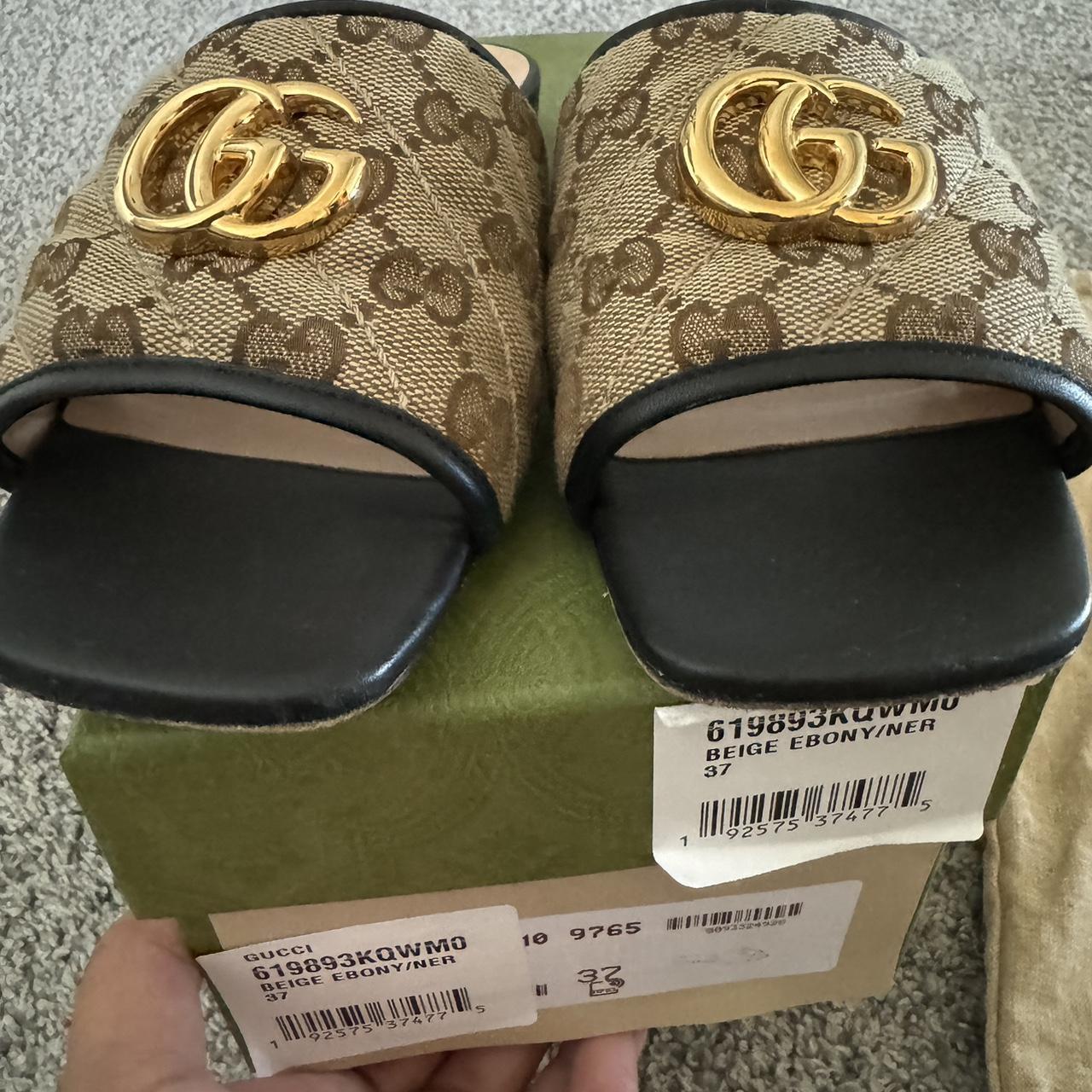 Gucci Slides Original GG canvas slides with double... | Depop