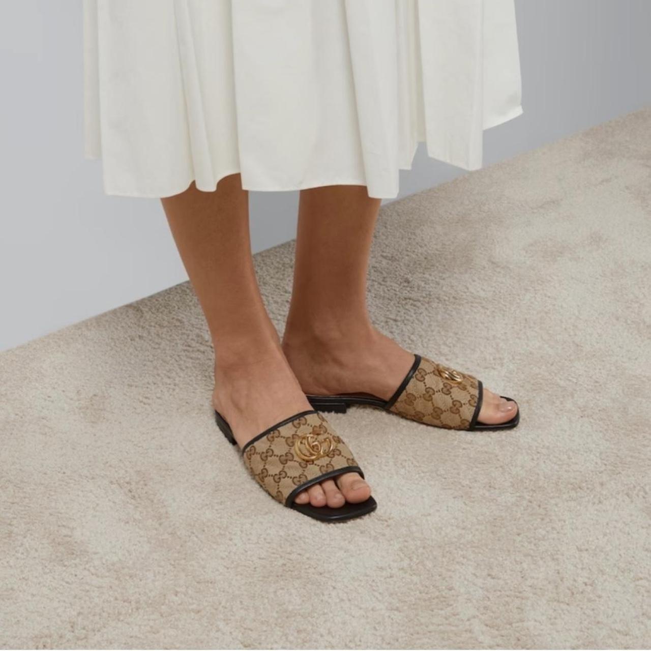 Gucci Slides Original GG canvas slides with double... | Depop