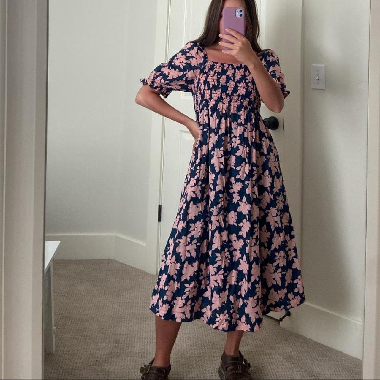 Hatch dress pink and blue large floral. Size small... - Depop