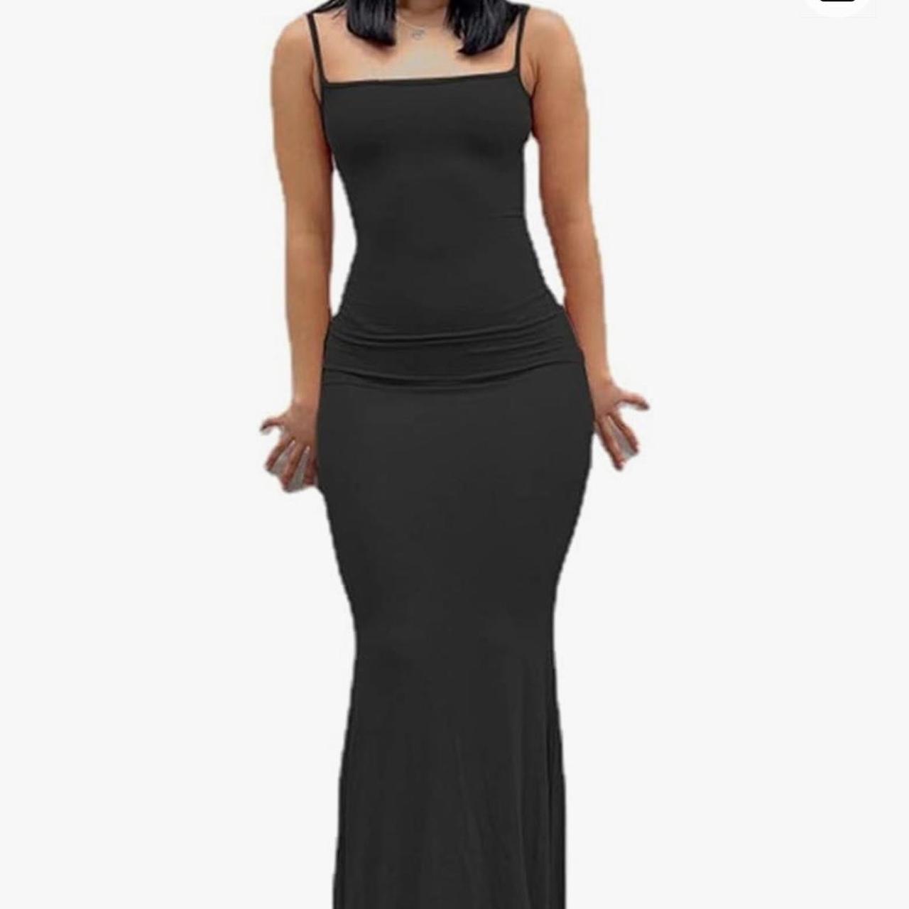 Black bodycon maxi dress Worn once - Depop