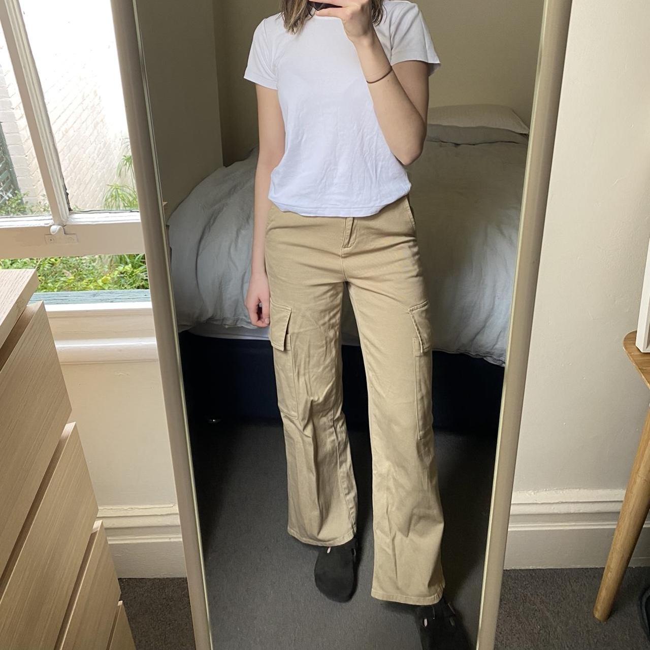 Jac + Jack cargo pants in beige. In perfect... - Depop