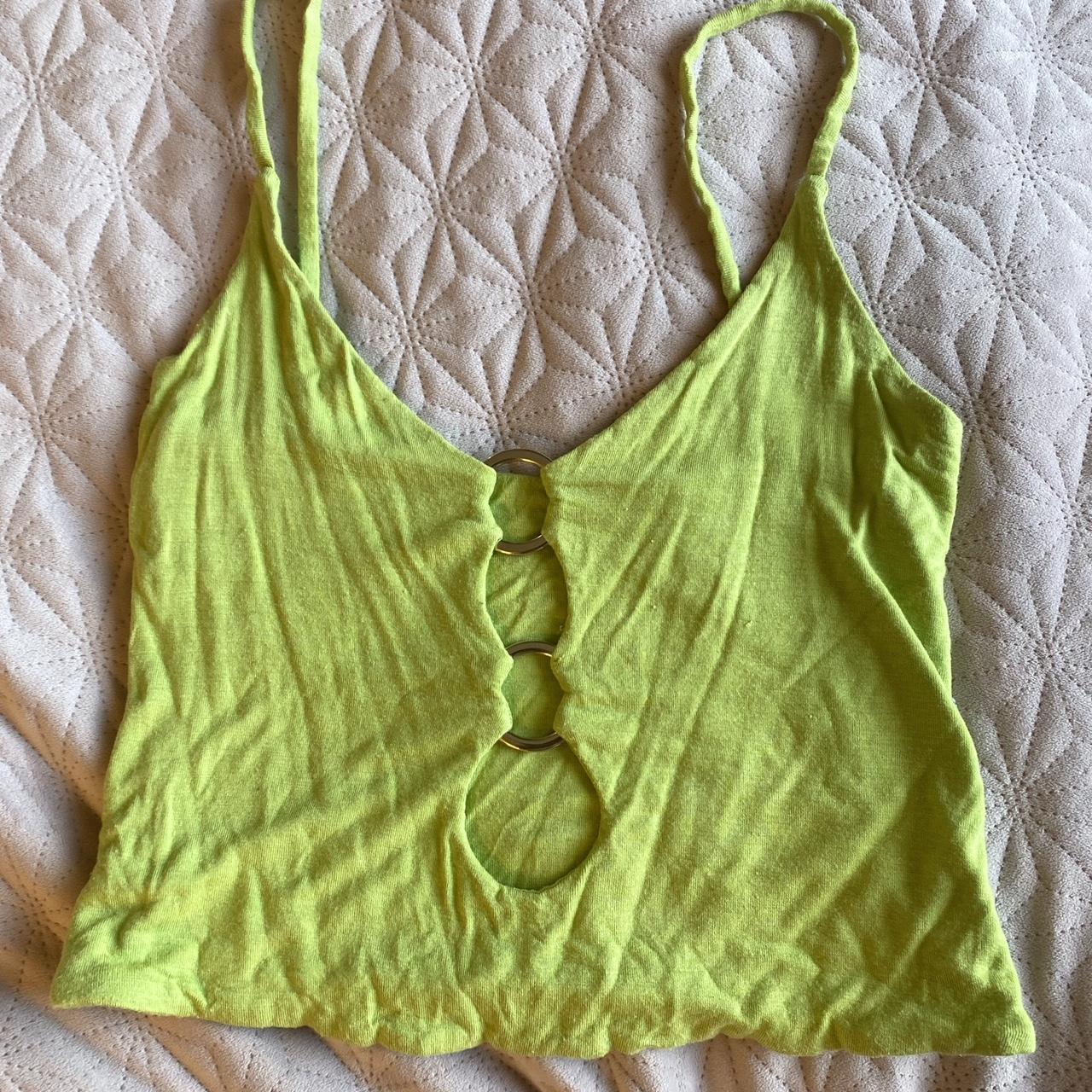 Kini clothing lime Green double ring cami top Y2k... - Depop