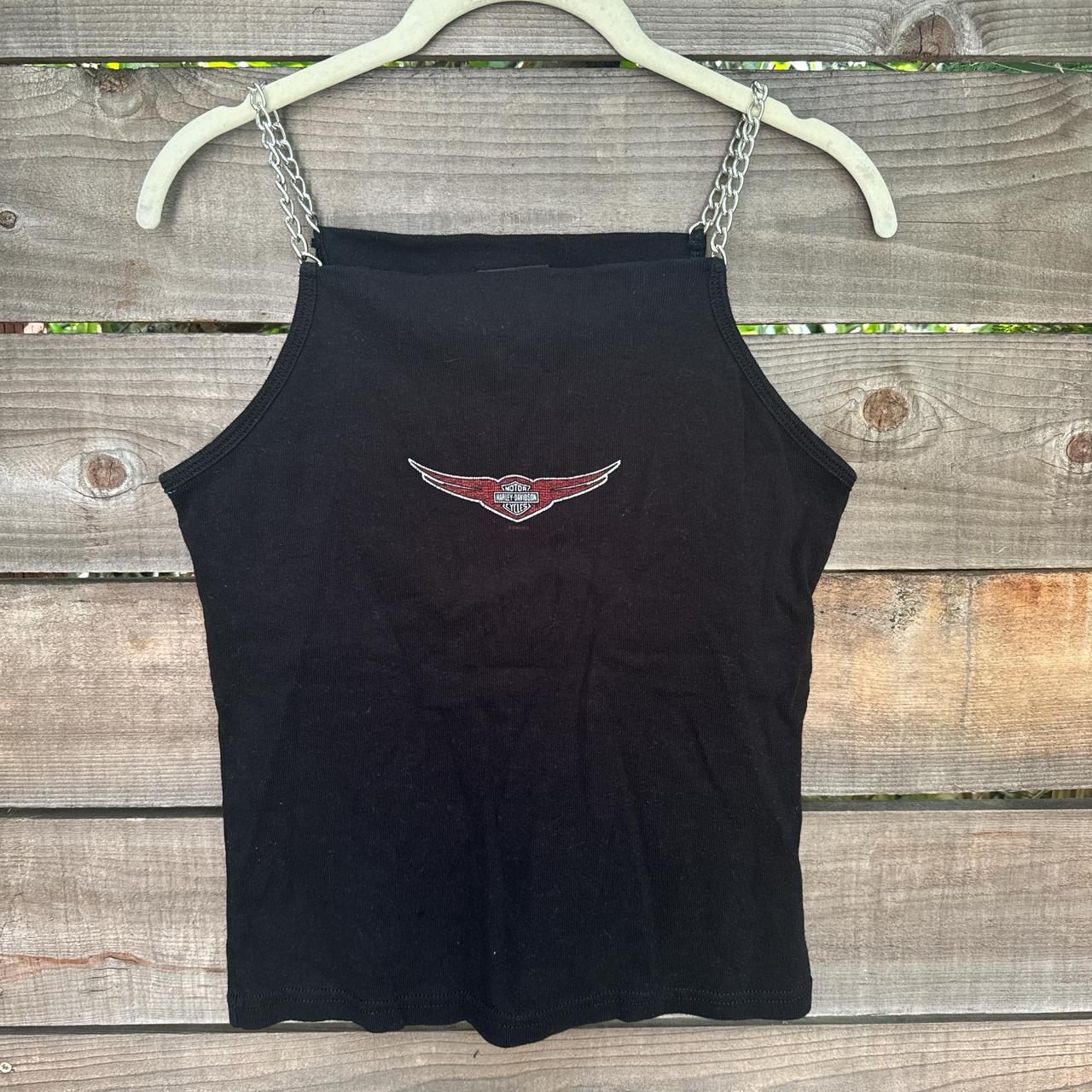 Harley Davidson tank top with chain straps - Depop